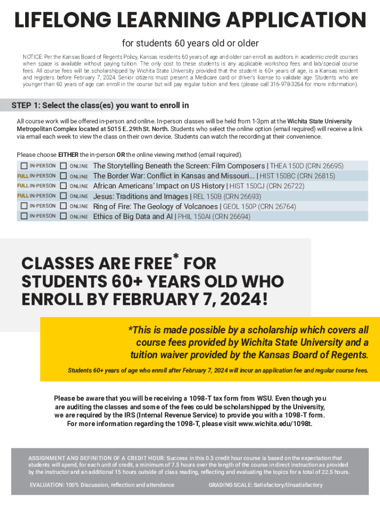 Fillable Online Lifelong Learning Courses - Wichita State Fax Email ...