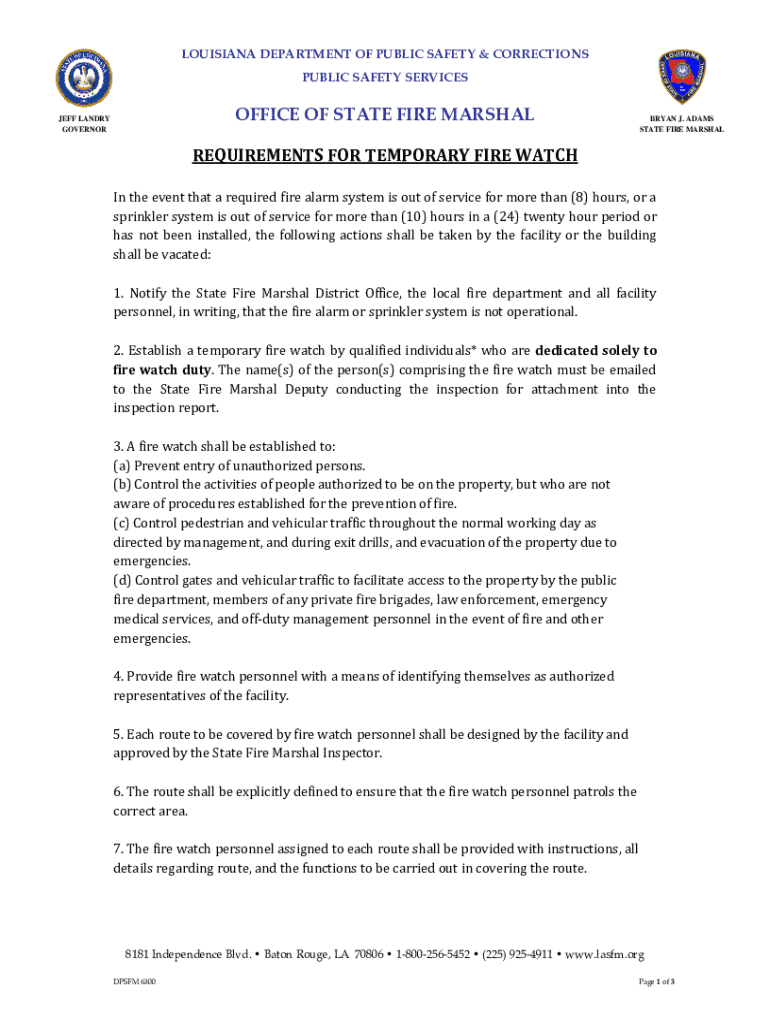 Fillable Online sfm dps louisiana Louisiana State Fire MarshaL BRYAN J ...