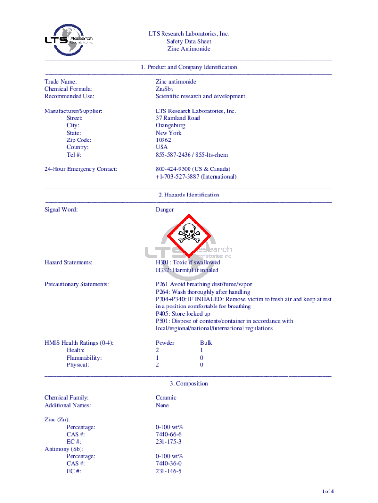 Fillable Online ZINC METAL SAFETY DATA SHEET Fax Email Print - pdfFiller