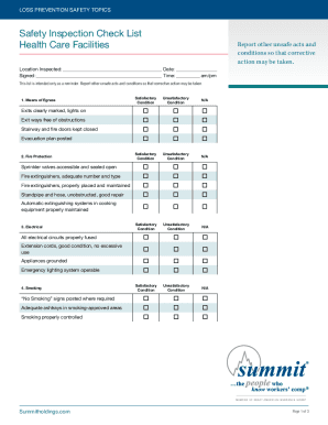 Fillable Online SAFETY INSPECTION CHECKLIST FOR OFFICES Date Fax Email ...