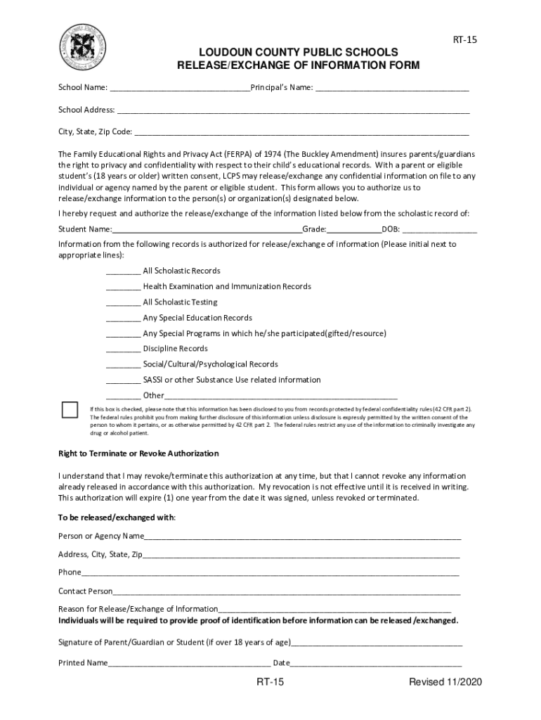 Fillable Online RT-15 Release/Exchange of Information Form Fax Email Print - pdfFiller