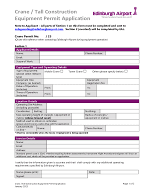 Fillable Online Heathrow Airport Crane & Tall Equipment Application Form Fax Email Print - pdfFiller
