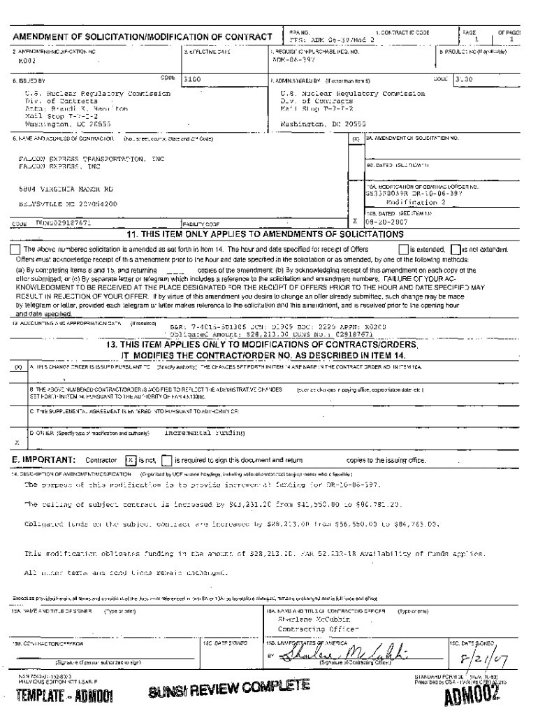 Fillable Online Modification No. 003 to Task Order No. 001 Under ...