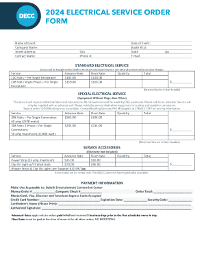 Fillable Online 2024 ELECTRICAL SERVICE ORDER FORM Fax Email Print ...