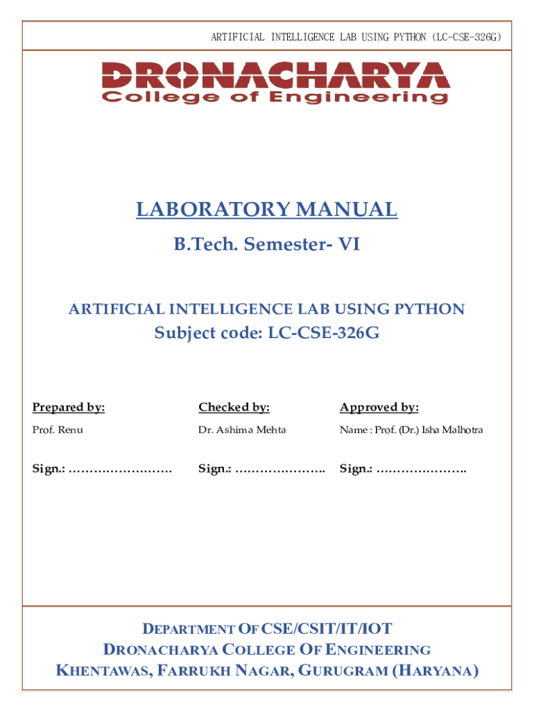 Fillable Online ggnindia dronacharya artificial intelligence lab using python (lc-ra-316g) Fax ...