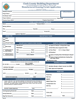 Fillable Online Manufactured Housing Permit Application Fax Email Print - pdfFiller