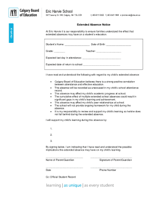 Fillable Online Extended-Absence-Parent Form.pdf - Eric Harvie School ...