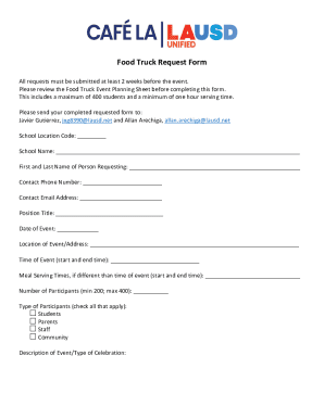 Fillable Online Food Truck Request Form Fax Email Print - pdfFiller