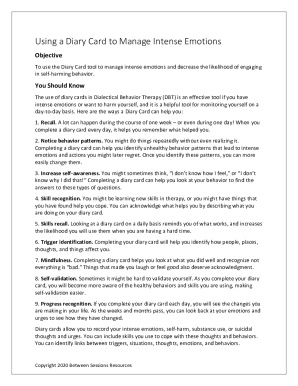 Fillable Online What is a diary card in dialectical behavior therapy ...