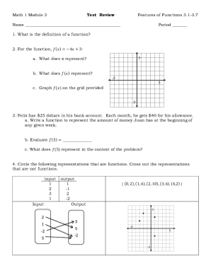 Fillable Online Math 1 Module 3 Test Review Features of Functions 3.1 ...