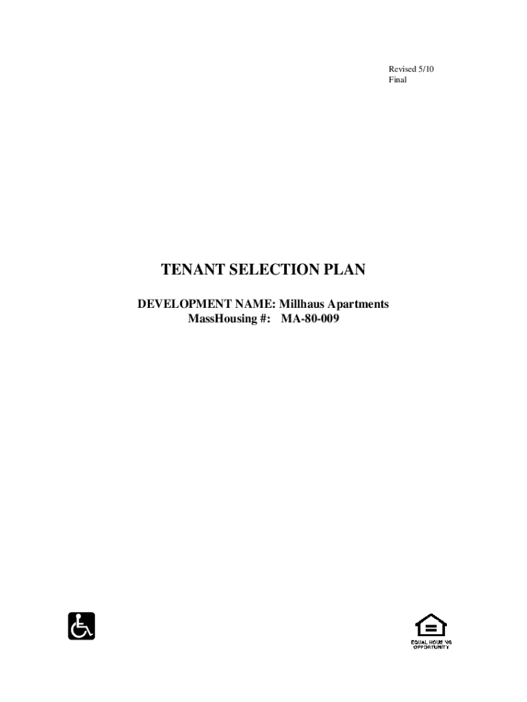 Fillable Online Model Tenant Selection Plan (TSP) and Guide Fax Email ...