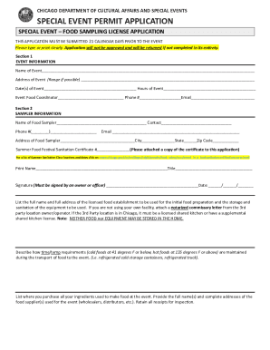 Fillable Online Special Event Food Sampling License Application Fax Email Print - pdfFiller