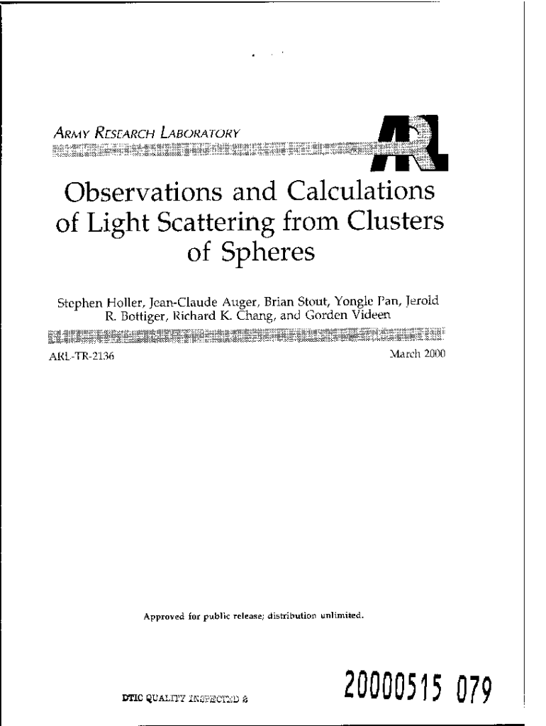 Fillable Online Observations and Calculations of Light Scattering from ...