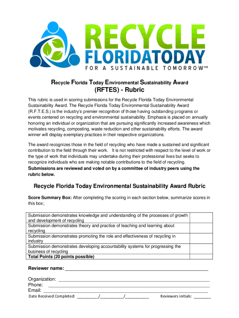 Fillable Online Recycle Florida Today Environmental Sustainability Awards Fax Email Print ...