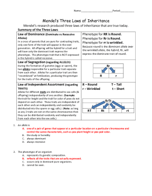 Fillable Online Mendel's Three Laws of Inheritance Fax Email Print ...