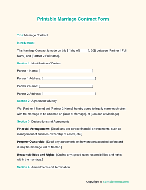 Fillable Online Printable Marriage Contract Form Fax Email Print ...