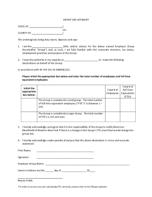 Fillable Online GROUP SIZE AFFIDAVIT STATE OF ) )ss. Fax Email Print ...
