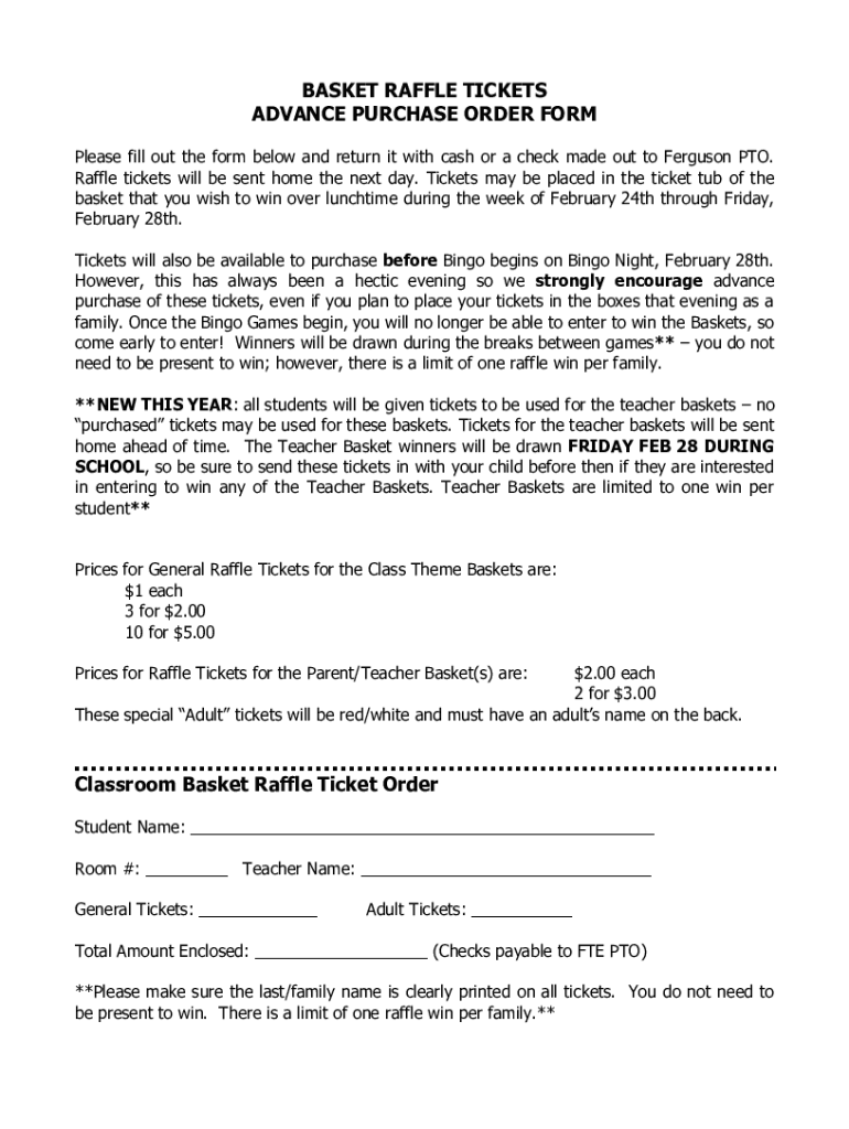 Fillable Online Raffle Order Form (1 form per person entering the raffle) - NET Fax Email Print ...