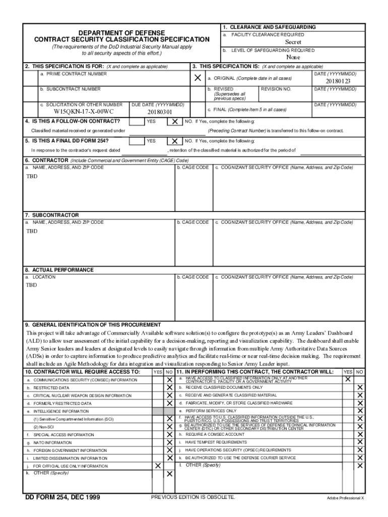 Fillable Online Dd254: Fill out & sign online Fax Email Print - pdfFiller