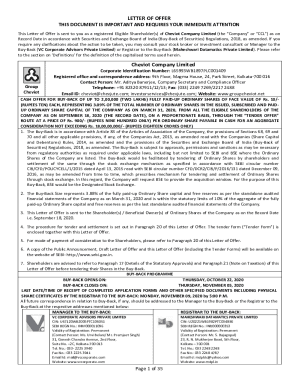 Fillable Online Draft Letter of Buy Back Offer (Company Update)PDF Fax ...