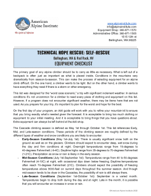Fillable Online SELF-RESCUE EQUIPMENT CHECKLIST Fax Email Print - pdfFiller