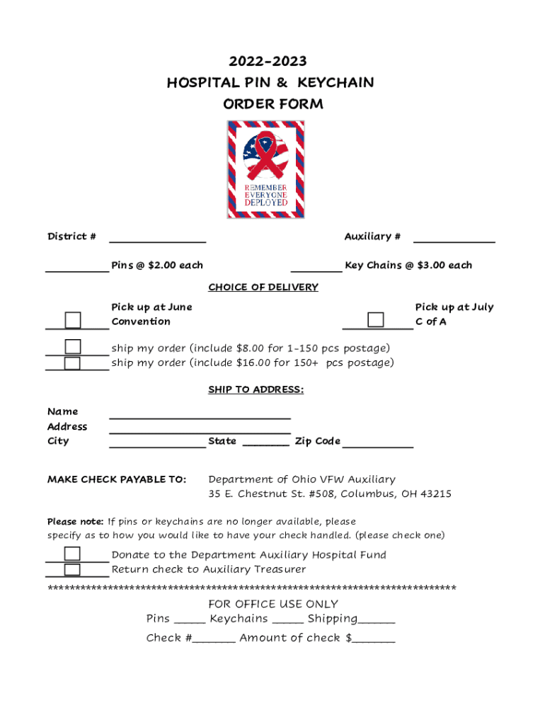 Fillable Online HOSPITAL PIN & KEYCHAIN Fax Email Print - pdfFiller