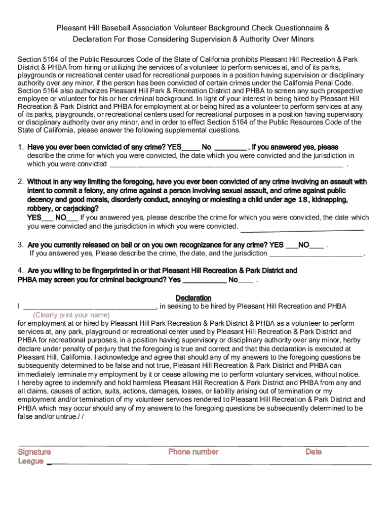 Fillable Online Form-PHBA-Volunteer-Background-Check-Questionnaire ...