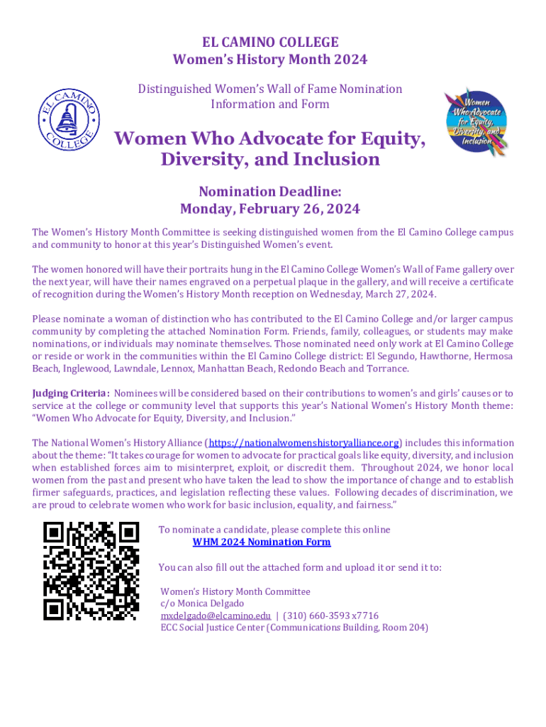 Fillable Online Women Who Advocate for Equity, Diversity, and Inclusion ...