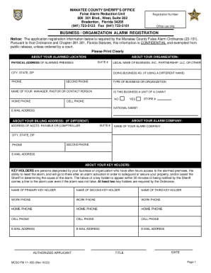 Fillable Online Manatee Sheriff's Office, 600 301 Blvd W, Suite 202 ...