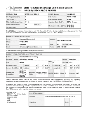 Fillable Online SPDES Discharge Permit. Frazer and Jones SPDES Permit ...