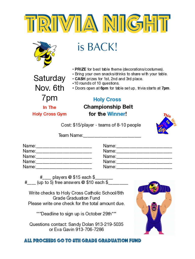 Fillable Online Holy Cross School Virtual Trivia Night & Silent Auction ...