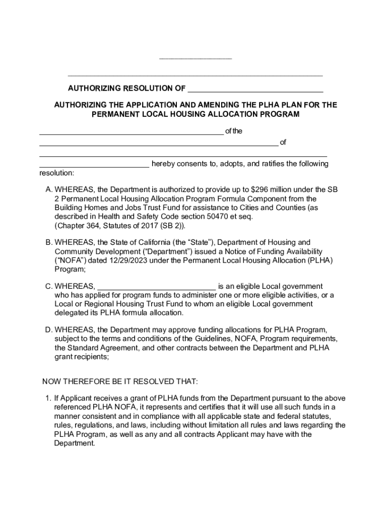 Fillable Online Resolution Template. Permanent Local Housing Fax Email ...