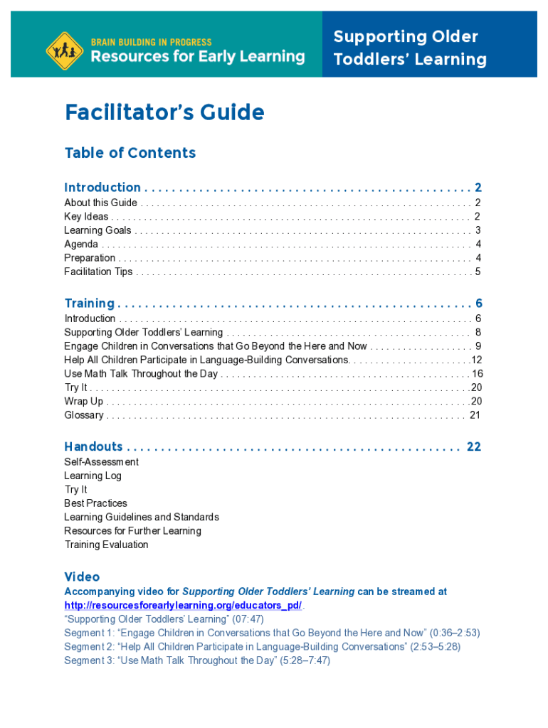 Fillable Online FACILITATOR'S GUIDE Table of Contents Session I Fax Email Print - pdfFiller