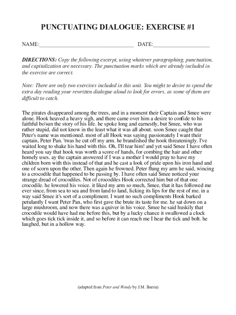 Fillable Online PUNCTUATING DIALOGUE: EXERCISE #1 Fax Email Print ...