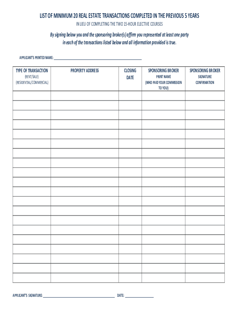 Fillable Online BROKER LIST OF TRANSACTION SHEET.doc Fax Email Print ...