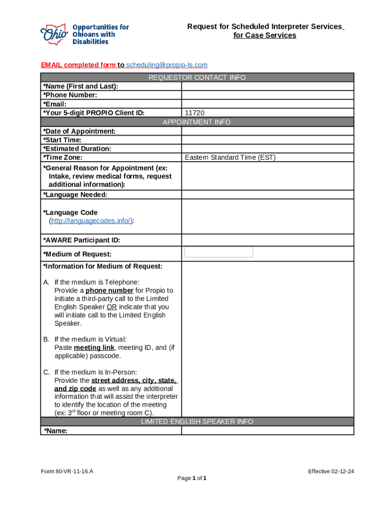 VIRTUAL INTERPRETER REQUEST Doc Template | pdfFiller