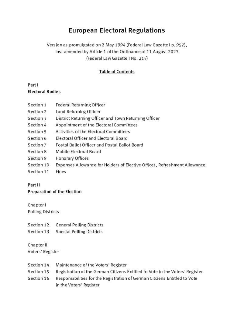 Fillable Online European Parliament Elections (Forms) Regulations, 1994 ...