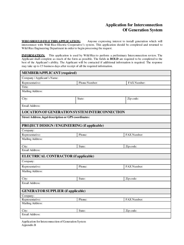 Fillable Online Interconnection Process For Generation Systems Fax Email Print Pdffiller