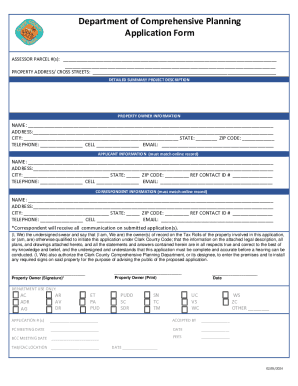 Fillable Online Department of Comprehensive Planning Application Form ...