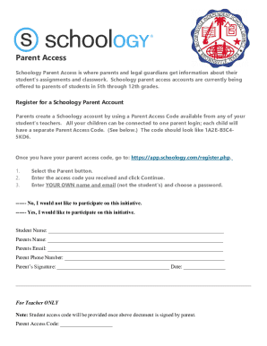 Fillable Online Welcome FCPS Parents and Guardians to Schoology Fax ...