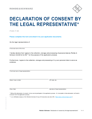 Fillable Online Declaration of consent by the legal representative ...