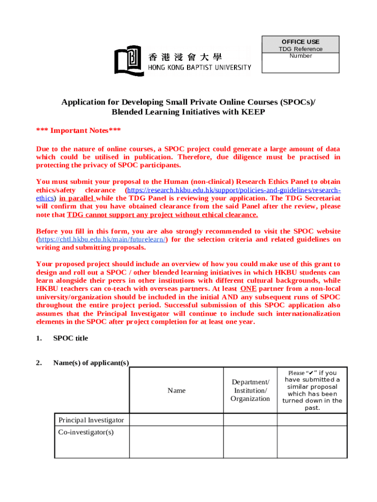SPOC Application Doc Template | pdfFiller