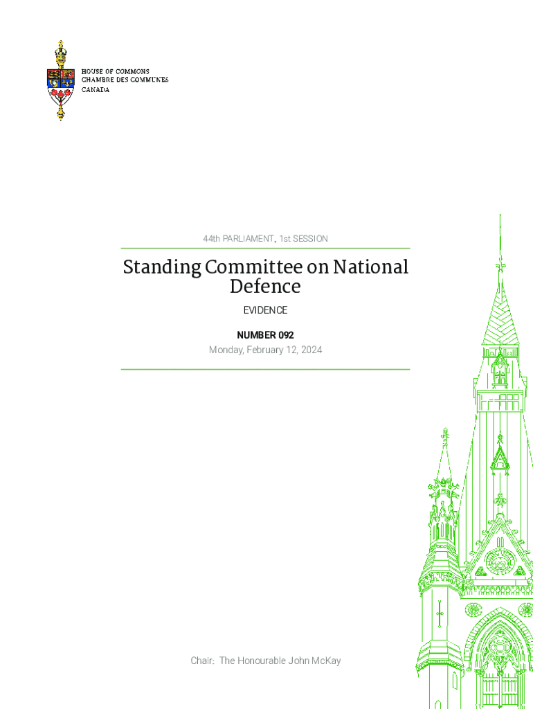 Fillable Online Evidence of the Standing Committee on National Defence ...