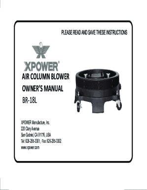 Fillable Online XPOWER BR-18L LED Air Column Blower with Lights Fax ...