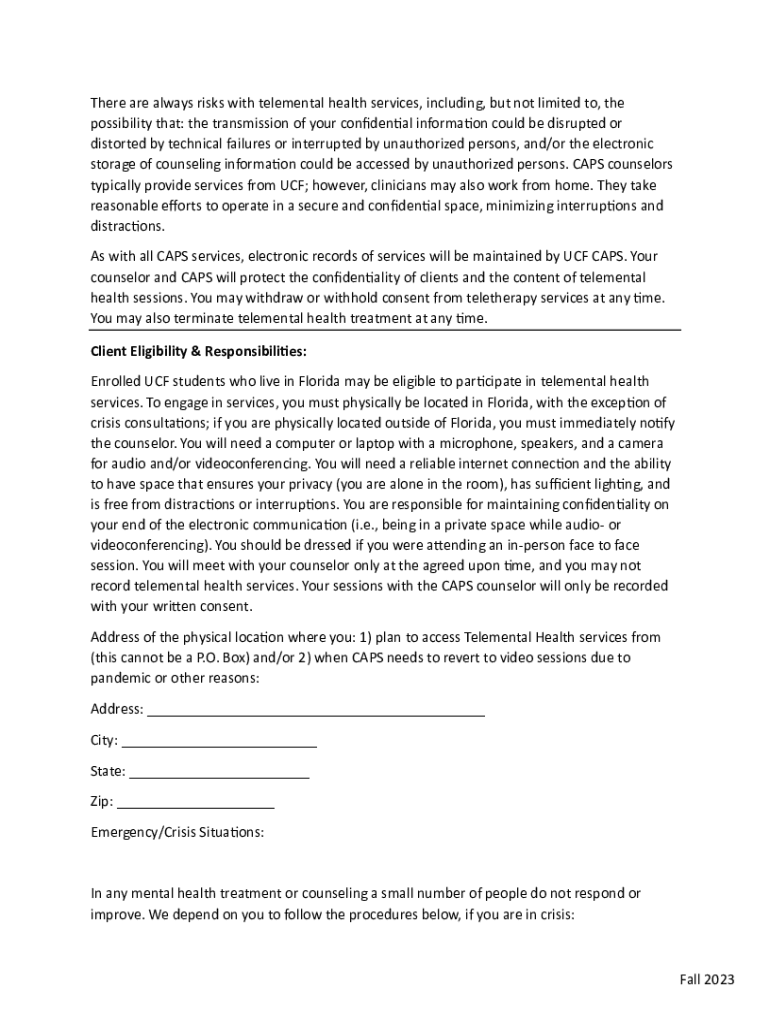 Fillable Online Informed Consent Form For Counseling Minors Fax Email ...