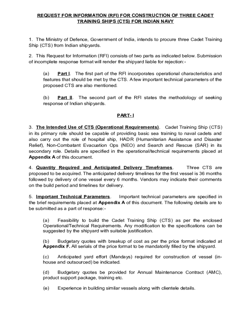 Fillable Online request for information (rfi) for construction of three ...