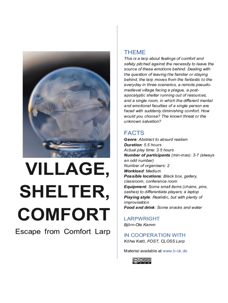 Fillable Online Village, Shelter, Comfort Larp - Design Document Fax ...