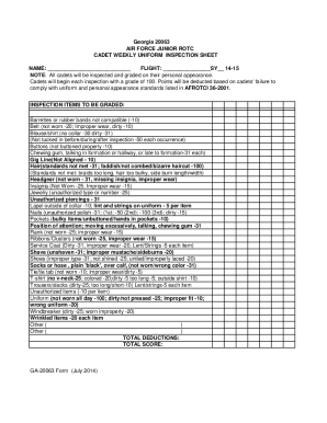 Fillable Online air force junior rotc ga-9511 cadet uniform inspection ...