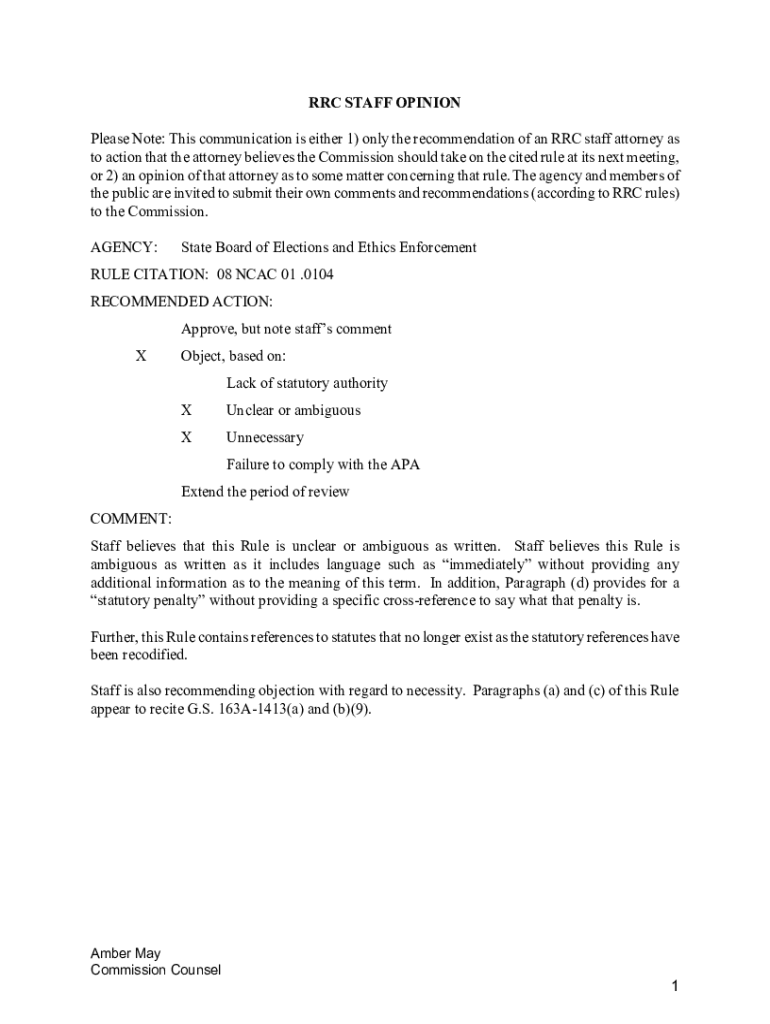 Fillable Online RRC STAFF OPINION PERIODIC REVIEW AND EXPIRATION ...