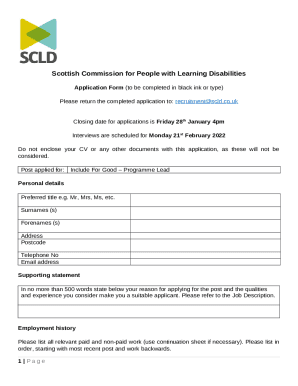 DSA Full Time Application Doc Template | pdfFiller